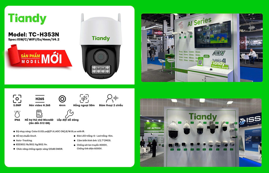 Camera Tiandy TC-H353N Wifi 5MP Chính hãng giá rẻ